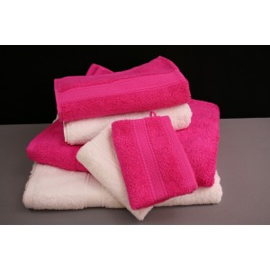 Eponge rose et blanche 500 g / m² 100 % coton , linge de bain fait en ...